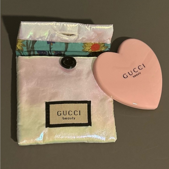 Gucci | Accessories | Gucci Beauty Pink Heart Mirror With Satin Pouch ...